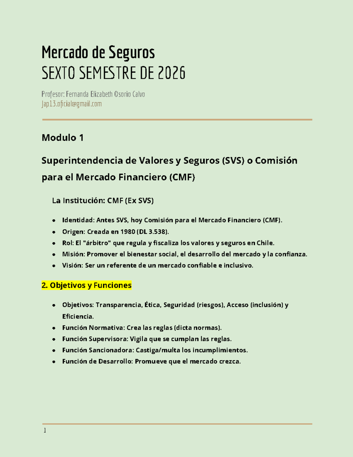 Notas de Clase: Mercado de Valores y Seguros - SEXTO SEMESTRE 2026 ...