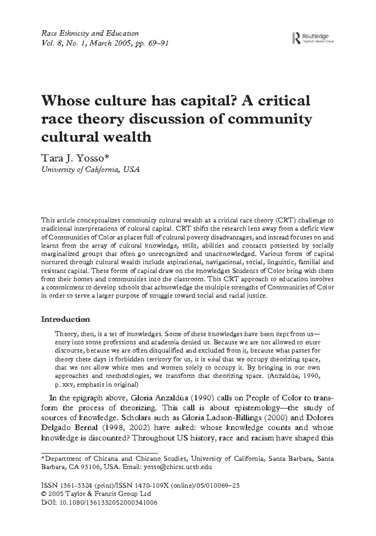 Critical Race Theory & Community Cultural Wealth in Education ...