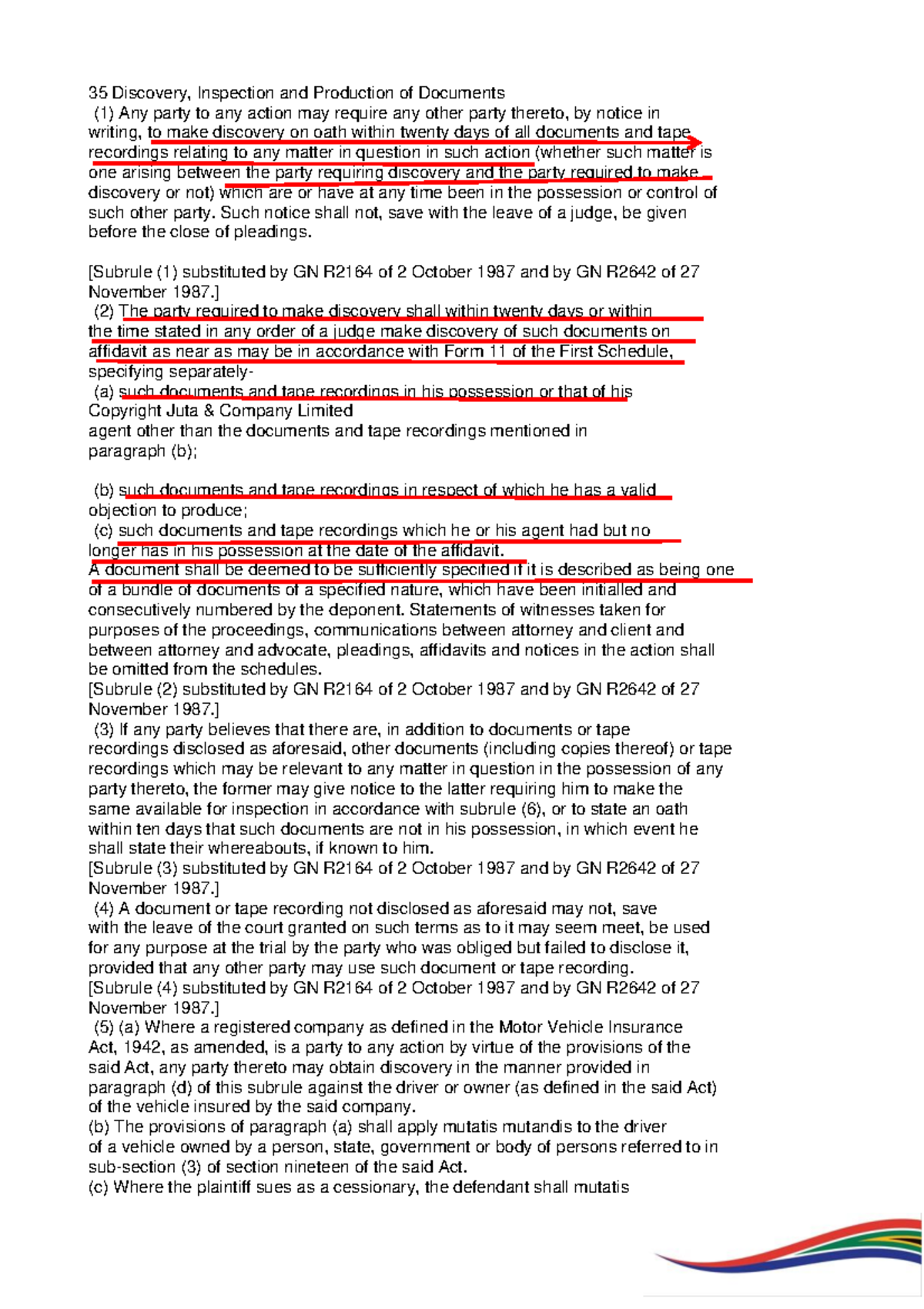 HIGH Court Rule 35: Guidelines for Document Discovery and Inspection ...