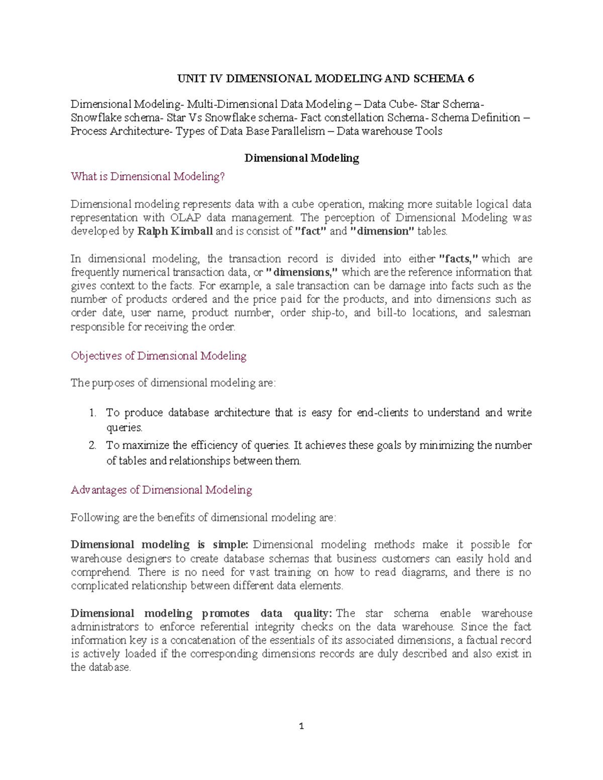 DW final Unit4 - Data warehousing unit 4 lecture pdf - UNIT IV ...