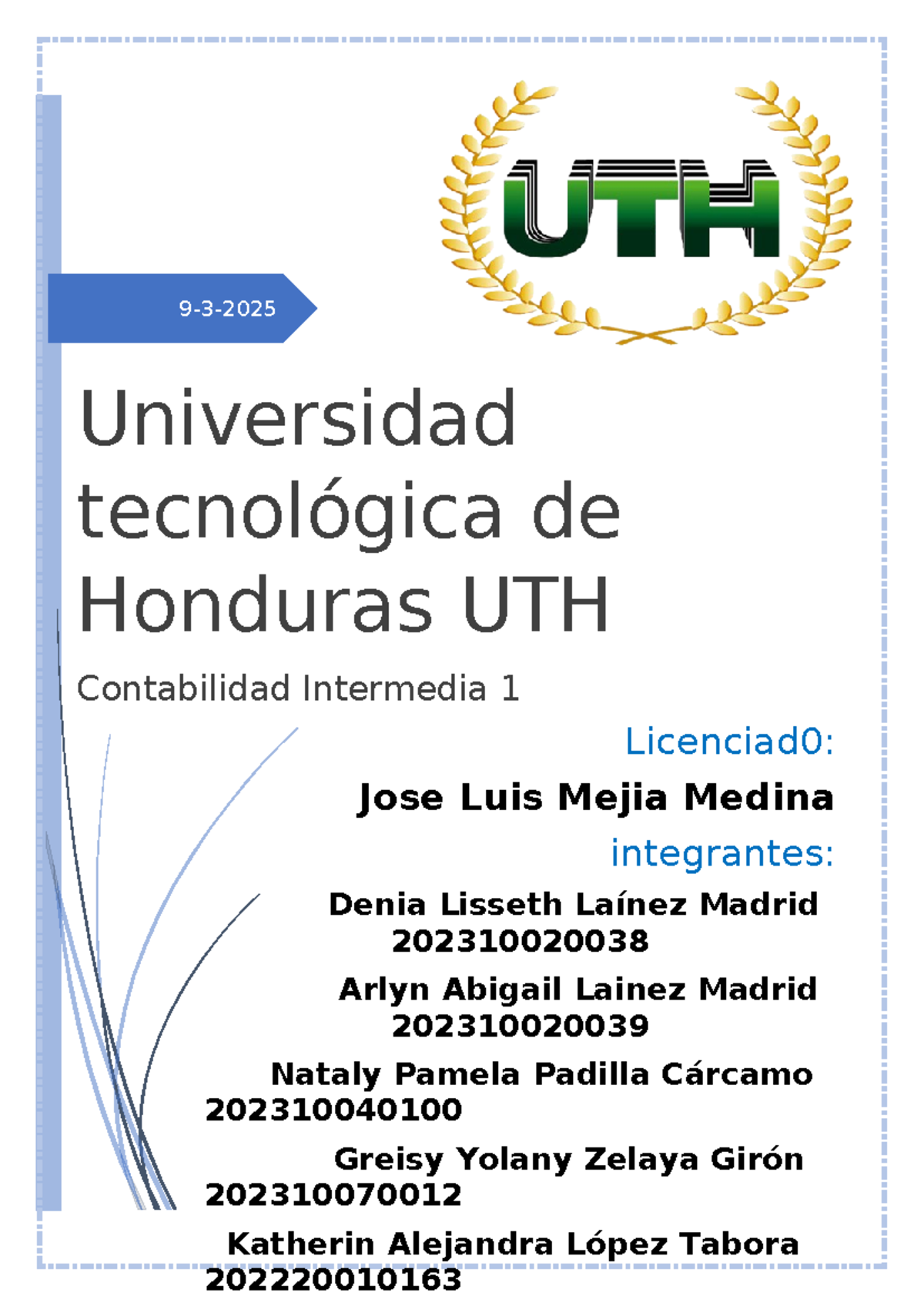 Tarea grupal contabilidad - 9-3- Universidad tecnológica de Honduras ...