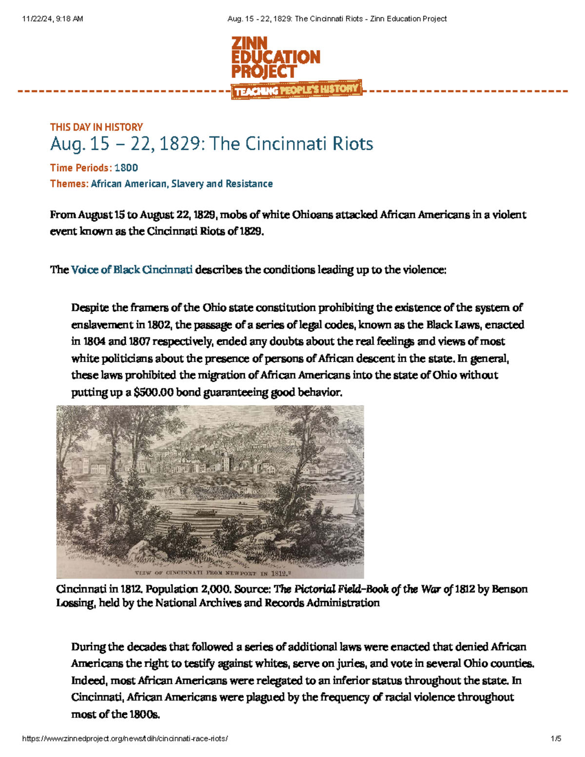 Cinci Race Riots 1829: Historical Context and Impact Analysis - Studocu