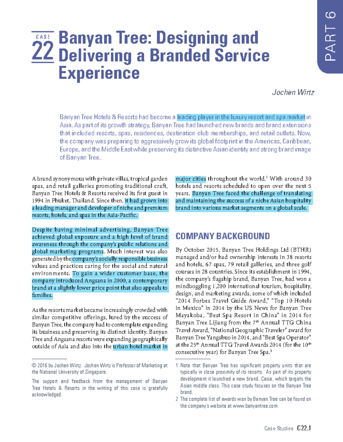 Banyan Tree Case Study C22: Crafting a Unique Luxury Experience - Studocu