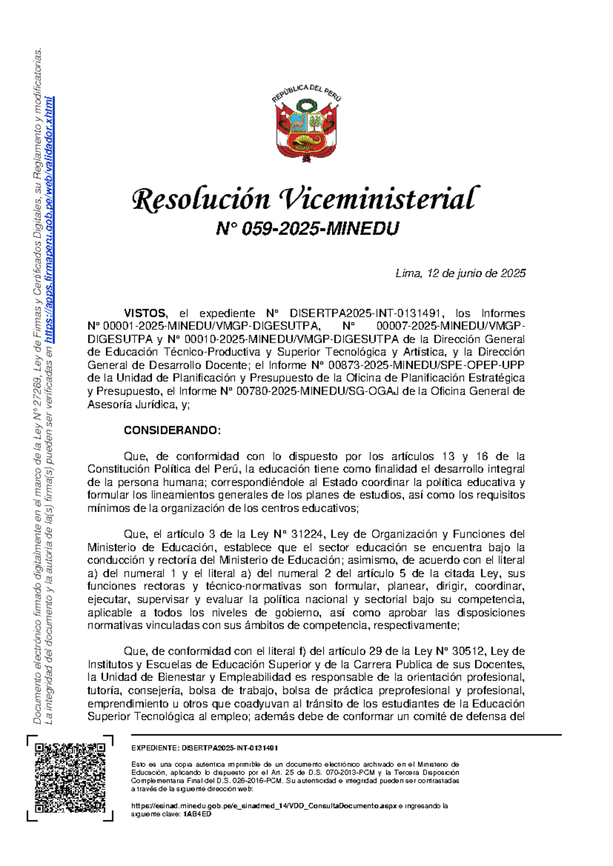 Norma Técnica RVM 059-2025: Implementación de Bienestar y Empleabilidad ...