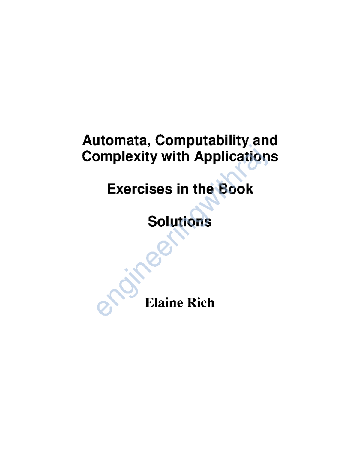 Rich automata solns-copy - Automata, Computability and Complexity with Applications Exercises in ...