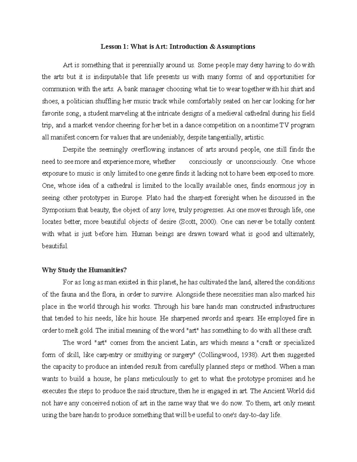 Lesson-1-What-is-Art -Introduction-Assumptions - Lesson 1: What is Art ...
