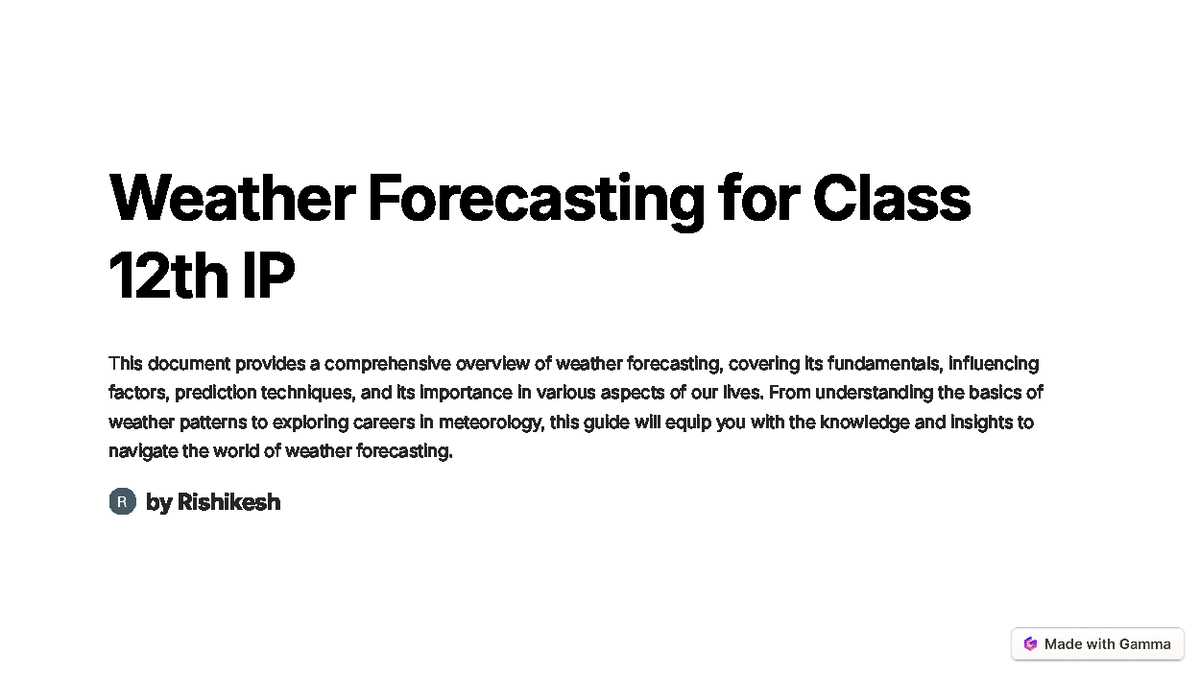 Weather Forecasting Overview - Class 12 IP Guide - Studocu