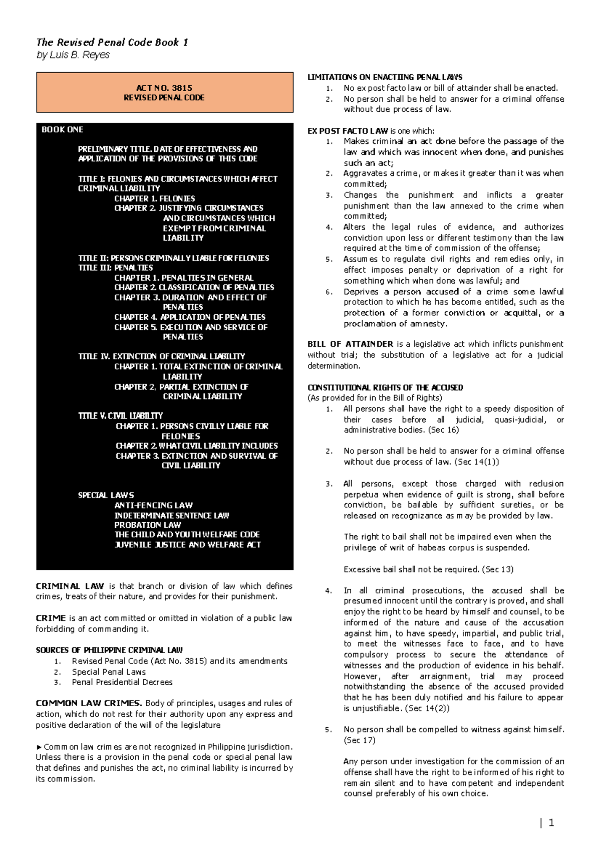 Revised Penal Code Book 1: Key Concepts and Provisions for Law Students ...