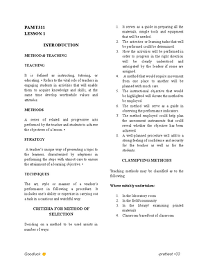 Pamt reviewer - PAMT notes - PRINCIPLES AND METHODS OF TEACHING Chapter ...