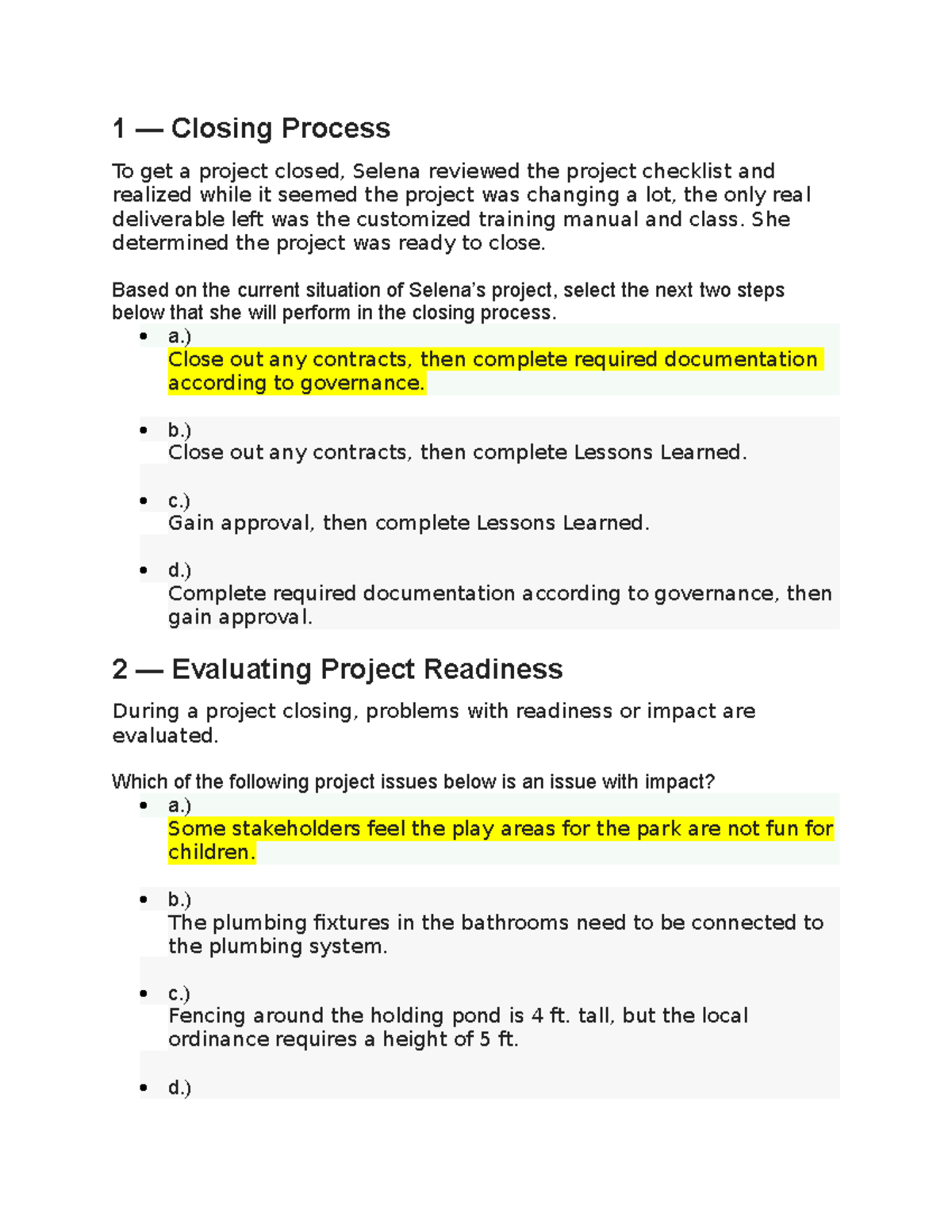 PM Unit 4: Challenge 1 - Closing Process & Project Evaluation - Studocu