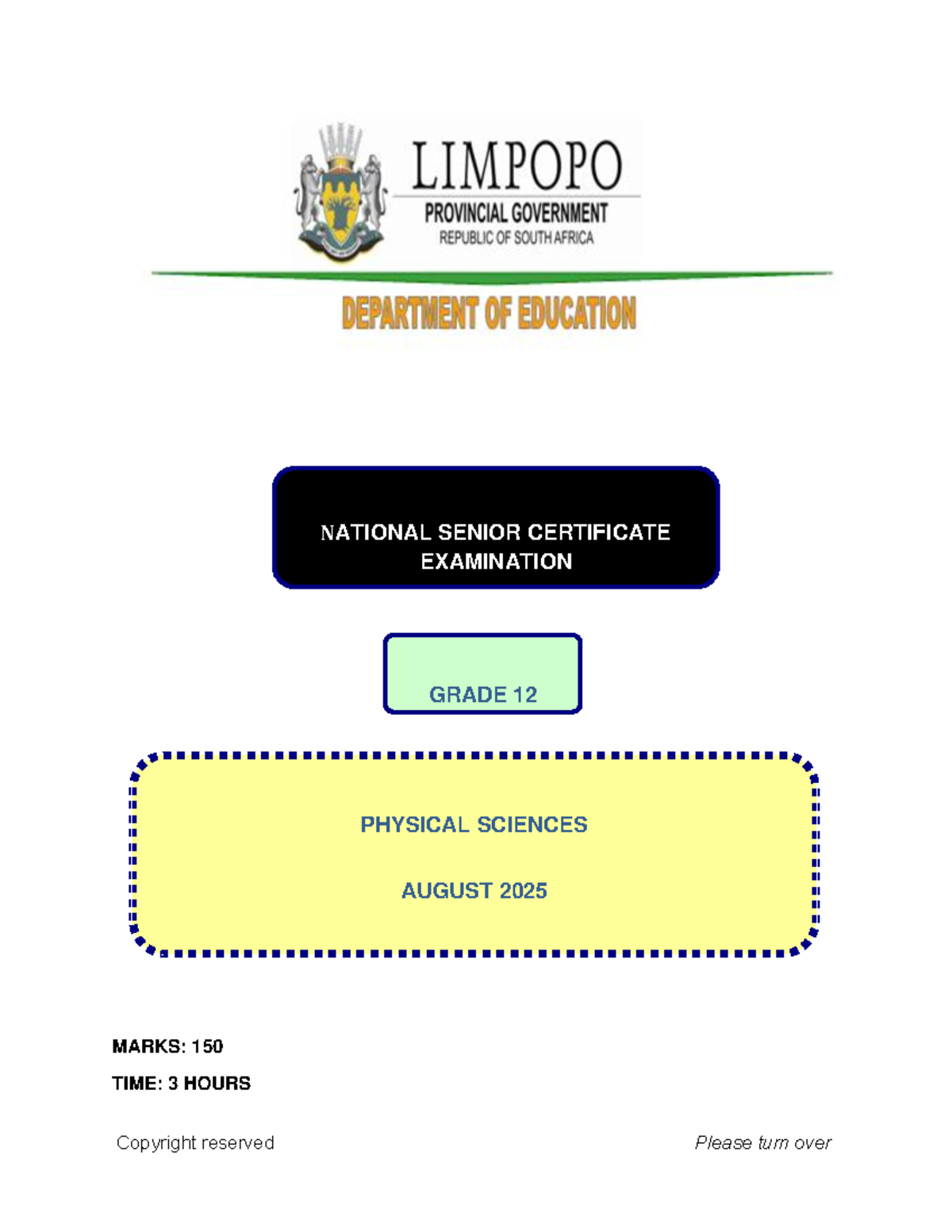 2025 GR 12 PHSC Pre-Trial Examination Paper - Studocu