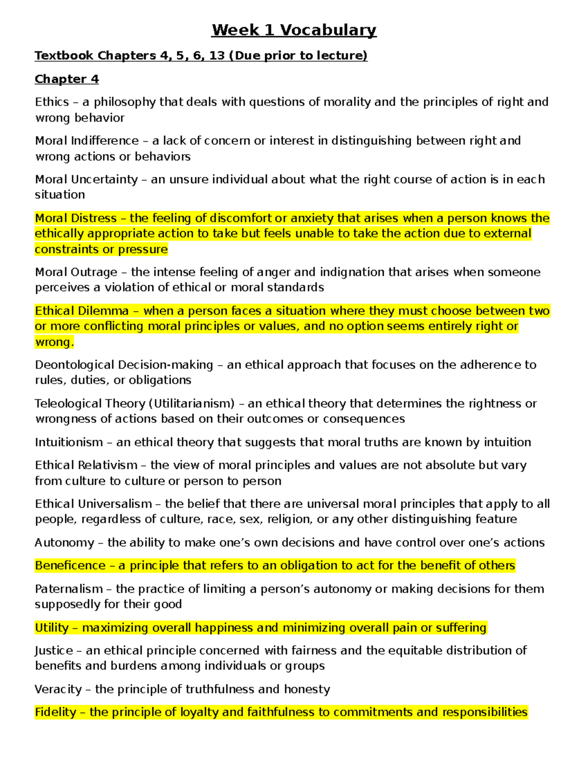 Leadership Vocabulary Week1 - Week 1 Vocabulary Textbook Chapters 4, 5 ...