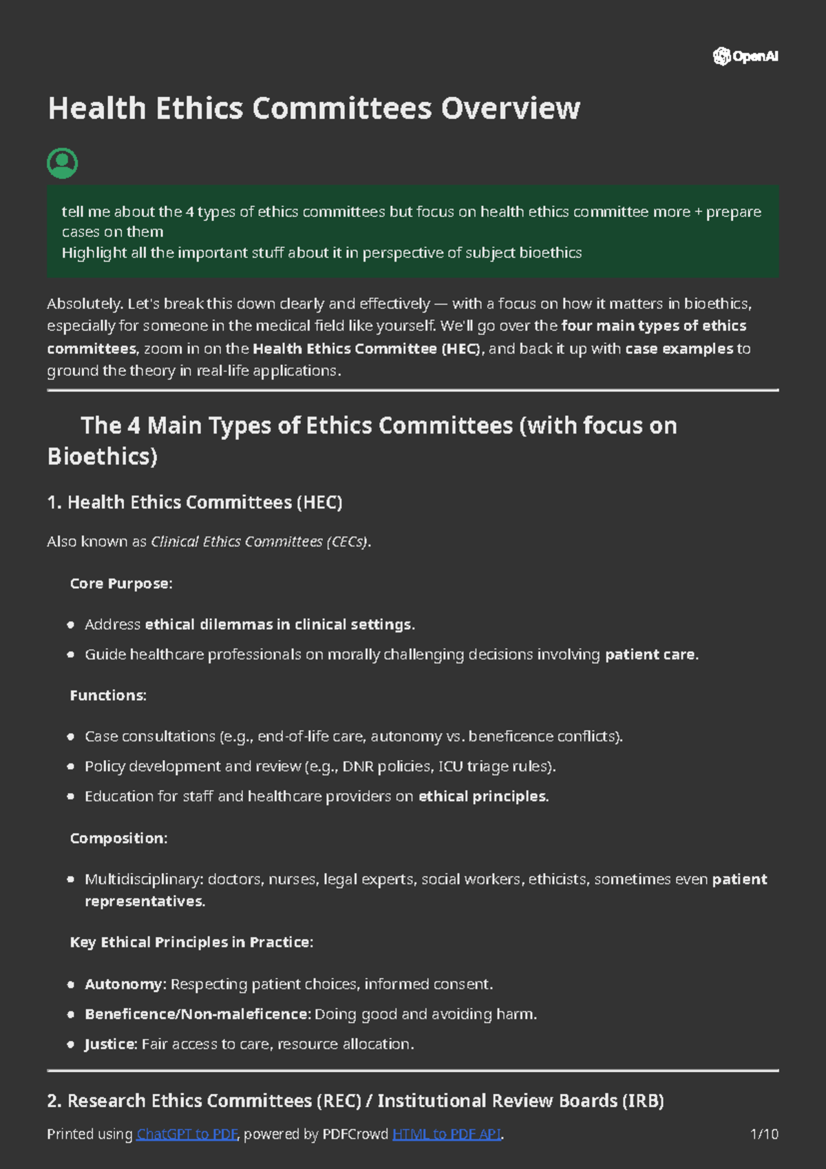 Health Ethics Committees Overview - Let's break this down clearly and ...