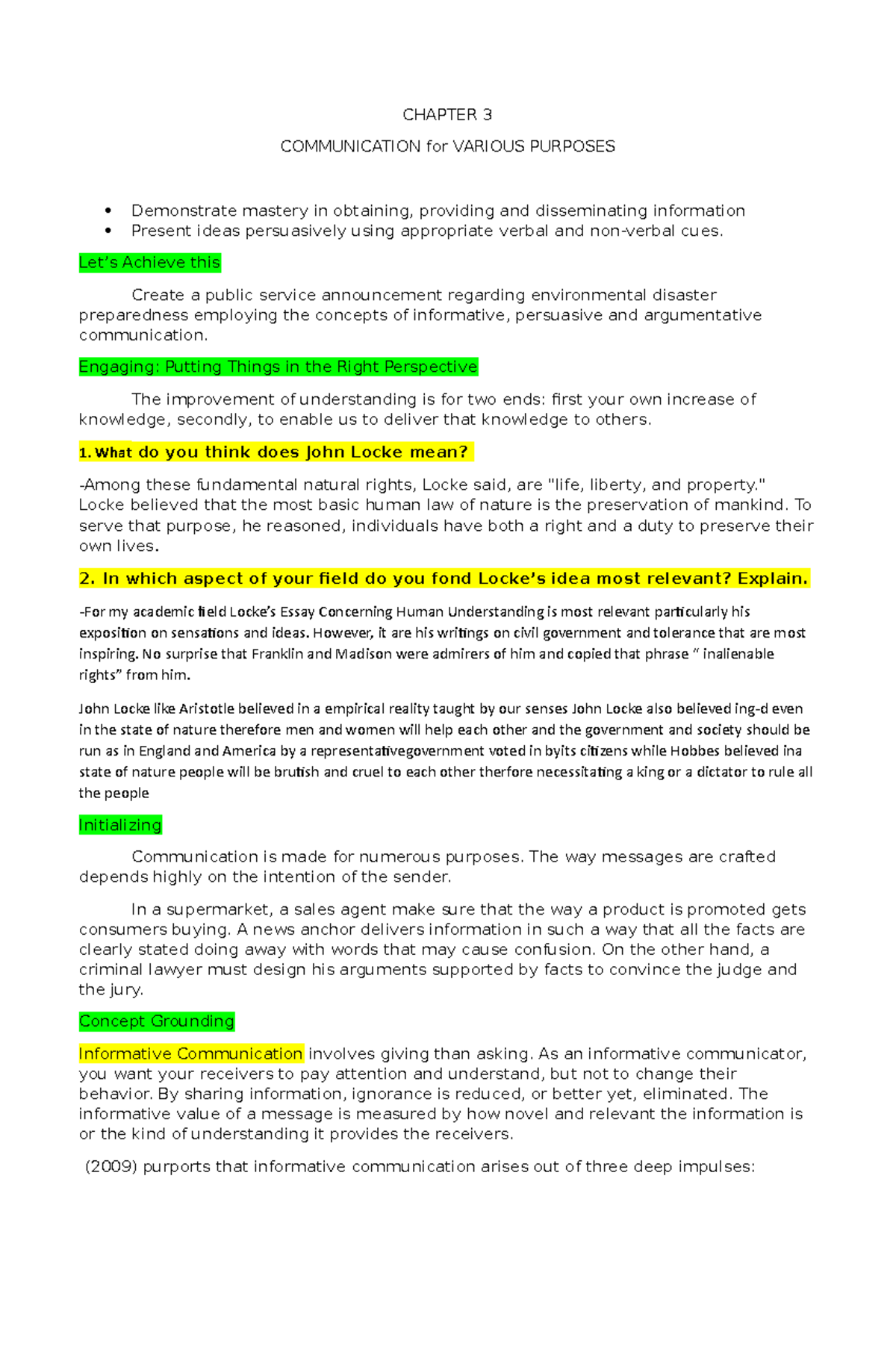 Pur Module 3 - for study - CHAPTER 3 COMMUNICATION for VARIOUS PURPOSES ...