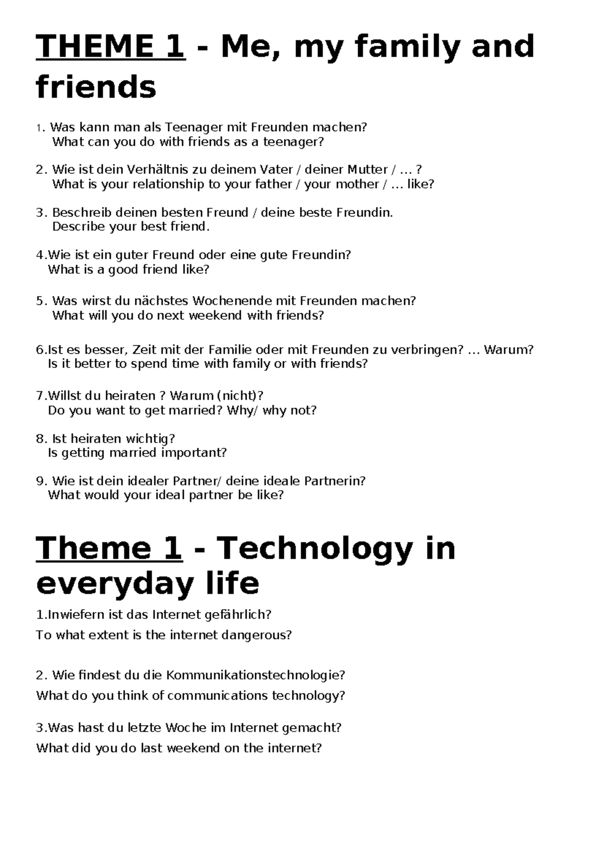General Conversation Questions for Students - Key Themes and Topics ...