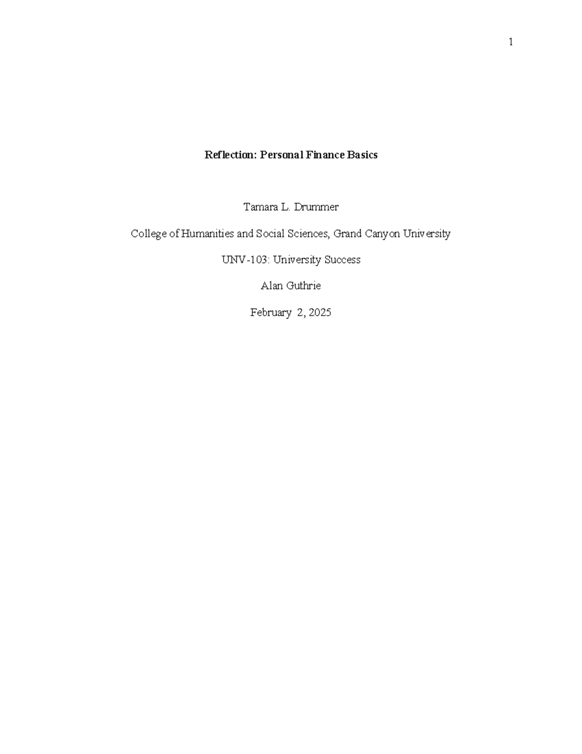 Reflection Personal Finance Basics - Reflection: Personal Finance ...