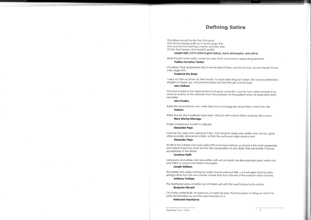 Exploring Genre: Satire Notes (ENG 101) - Studocu