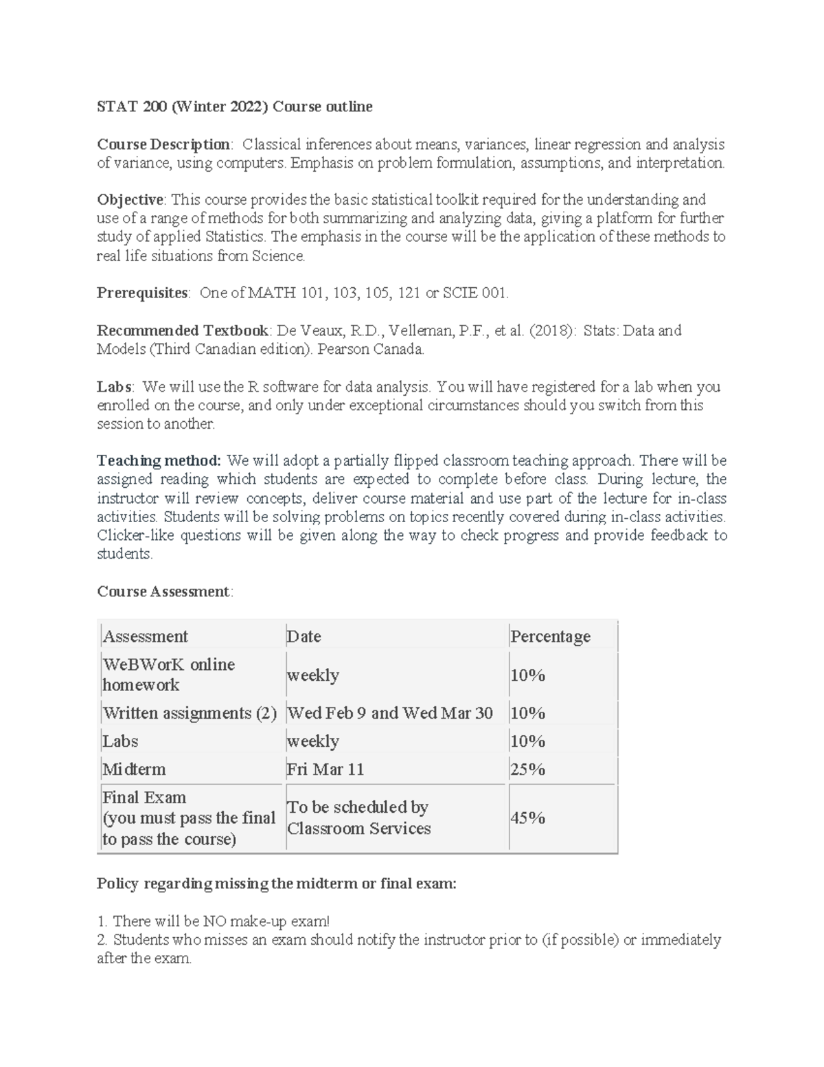 UBC STAT 200 - Winter 2022 Course Outline and Syllabus - Studocu
