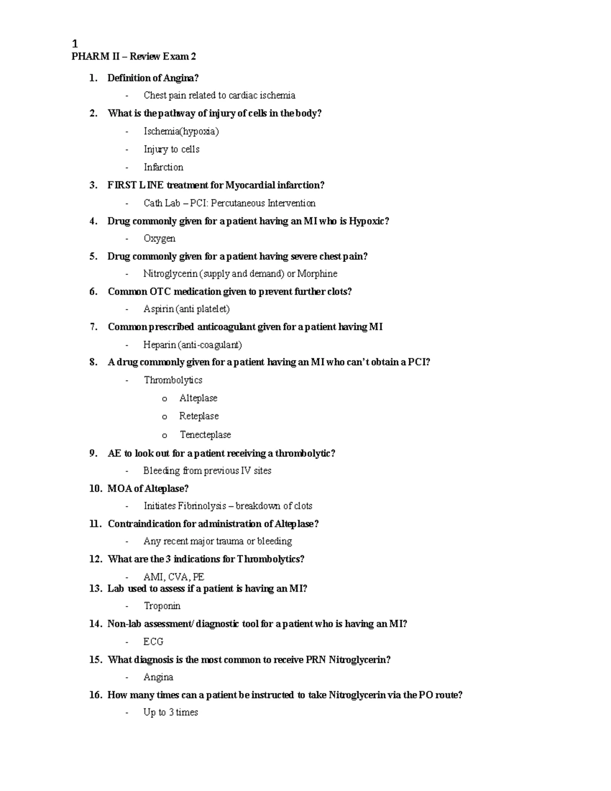 PH 2 Exam 1 - Comprehensive Study Guide for Nervous System Pharmacology ...