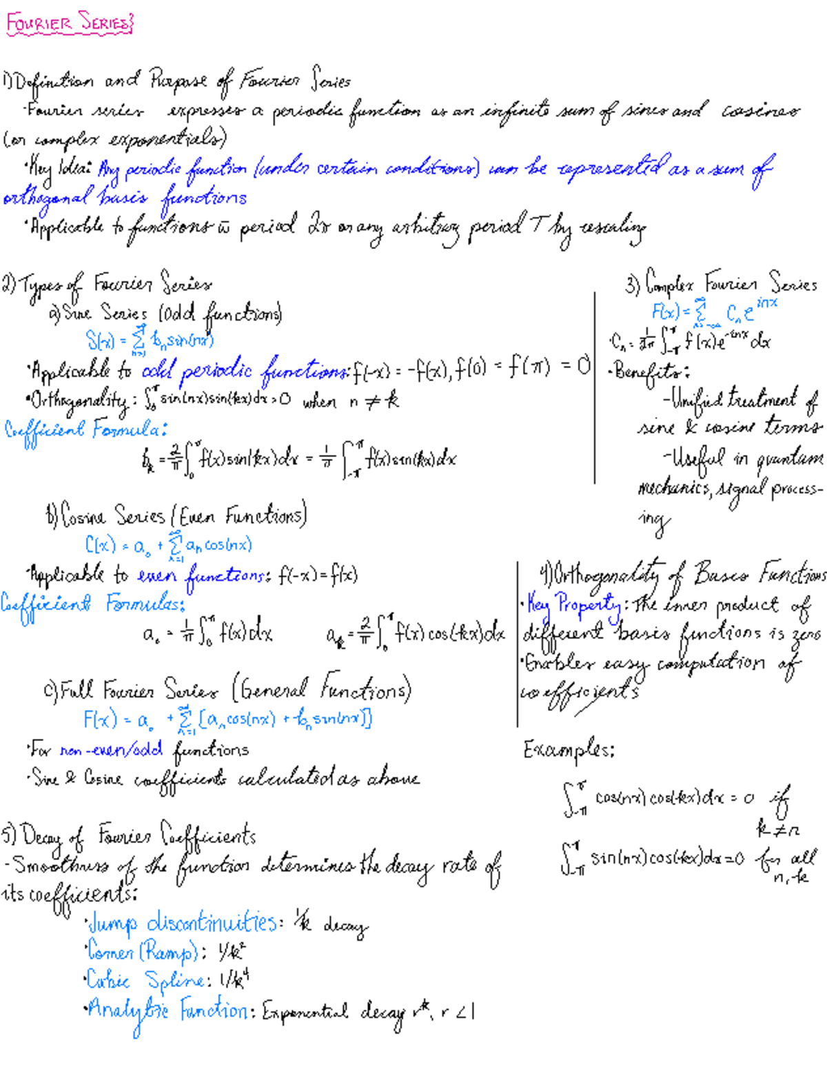 Fourier Series: Definition, Purpose, and Applications in Math - Studocu