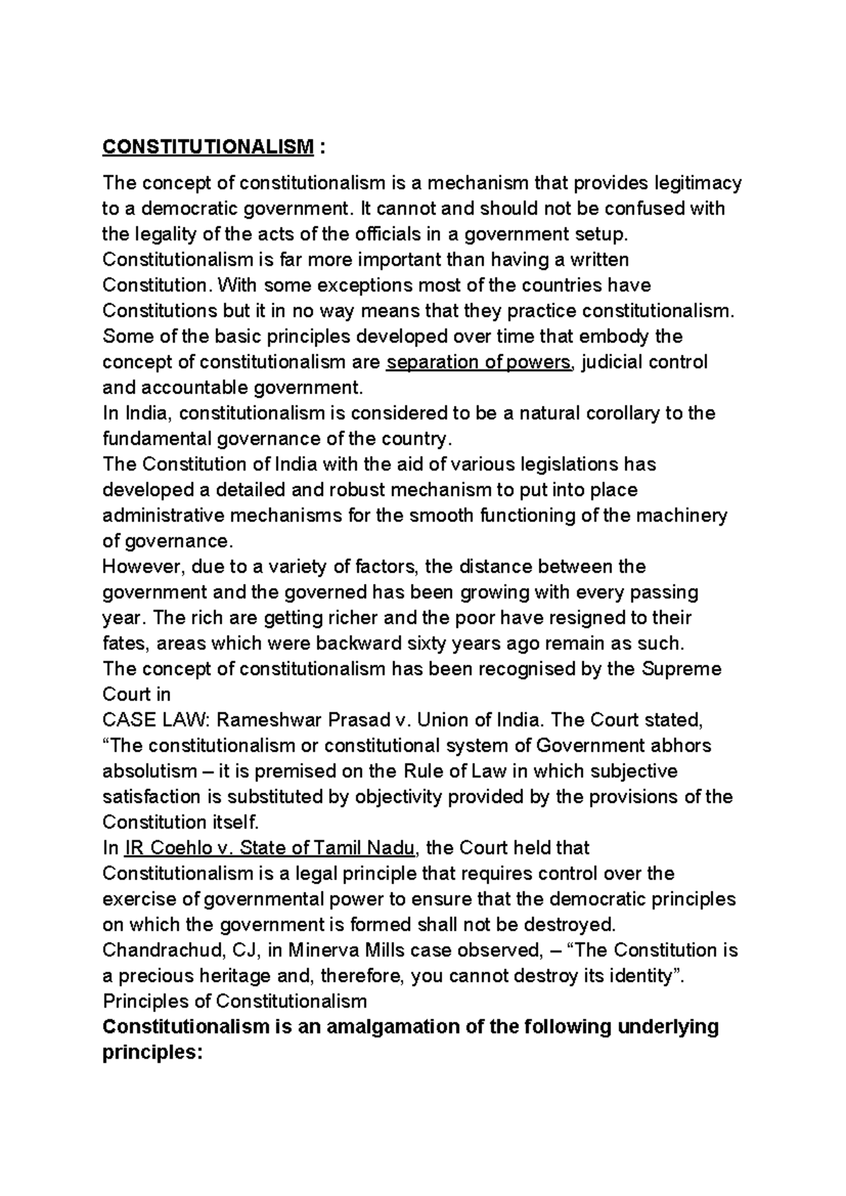 1 Constitutionalism - 5TYTJUGHYN - CONSTITUTIONALISM : The concept of ...