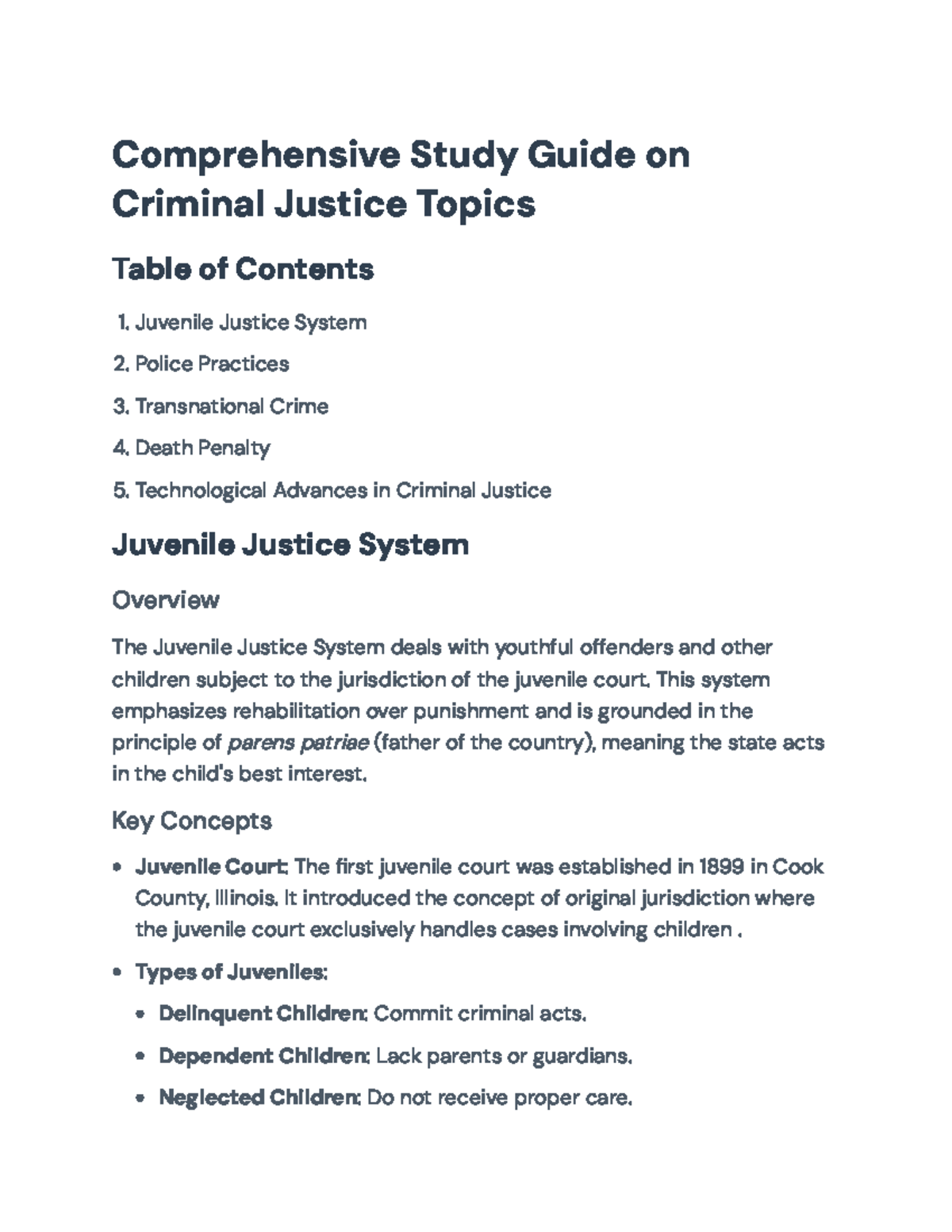 Comprehensive Criminal Justice Study Guide: Key Concepts and Topics ...