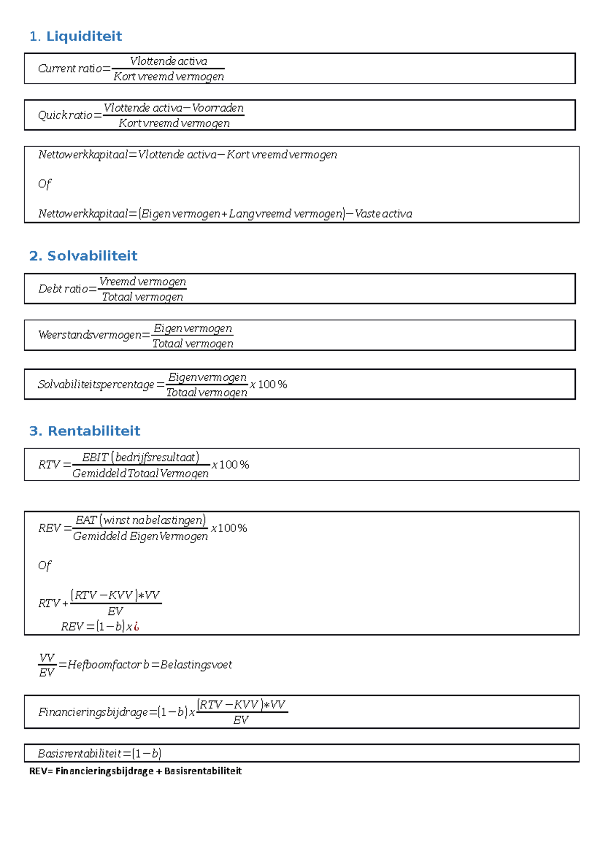 Formuleblad H12: Liquiditeit, Solvabiliteit en Rentabiliteit ...