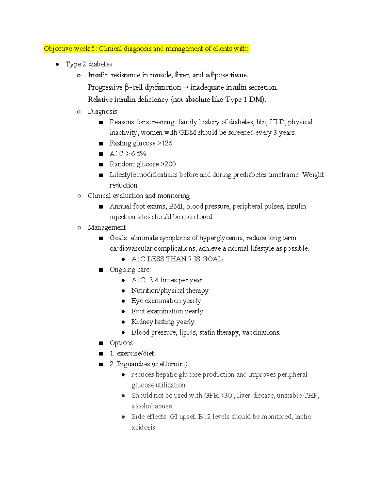 NR601 – Final Study Guide: Clinical Diagnosis & Management of Diabetes ...