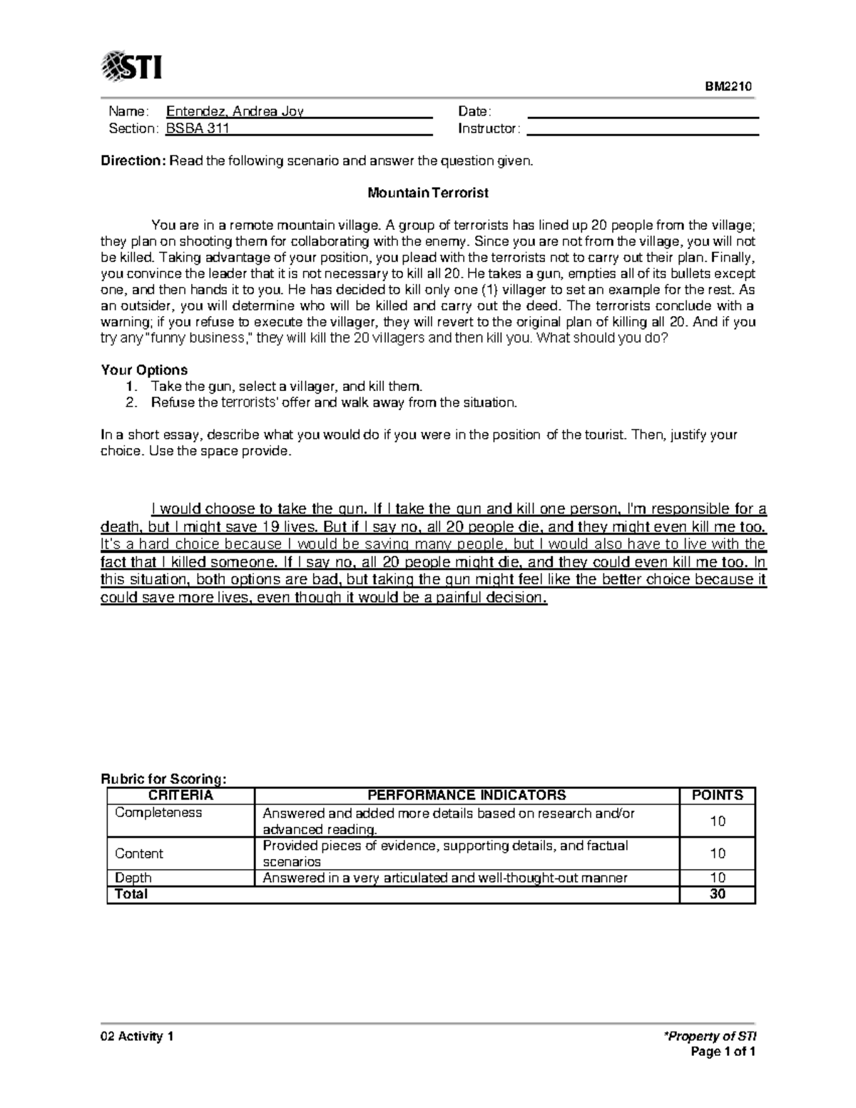 02 Activity 1 activity activty in elms activity - BM 02 Activity 1 ...