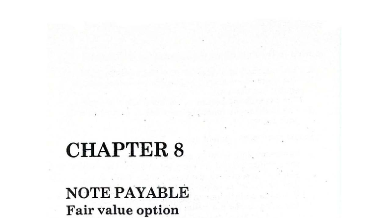 CHAPTER 8: NOTE PAYABLE - Fair Value Option and Measurement Techniques ...
