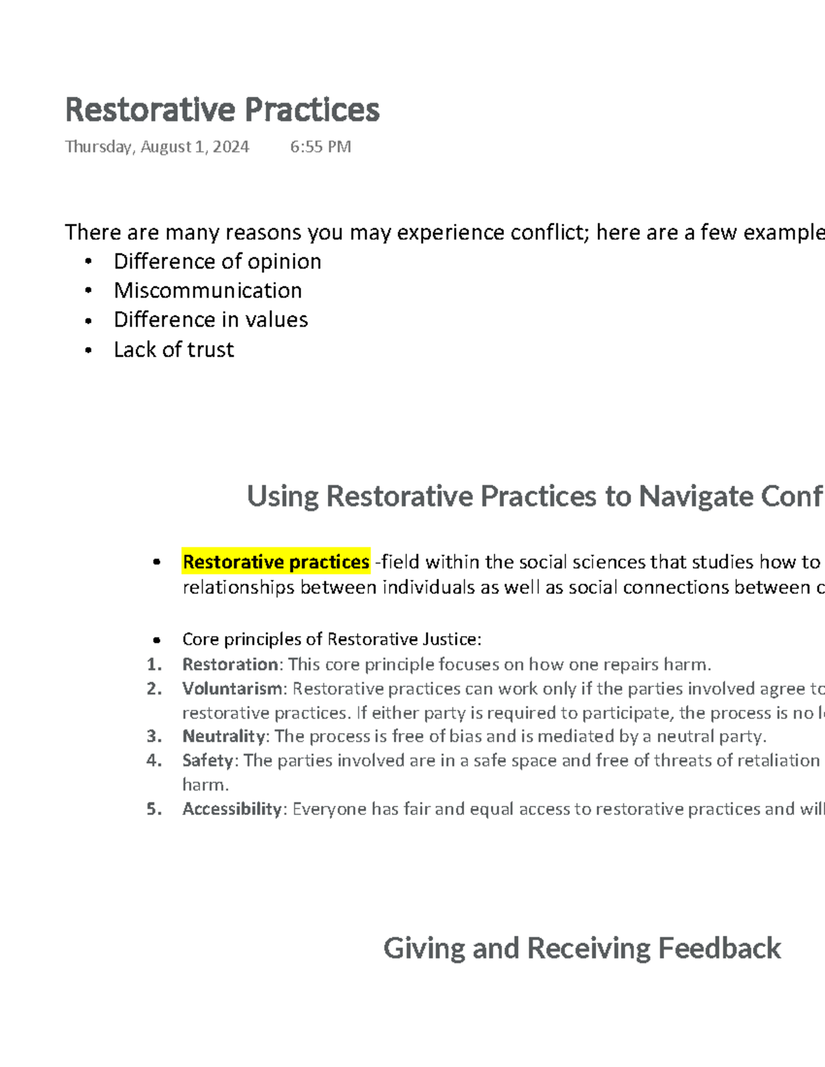 Module 5 Restorative Practices - There are many reasons you may ...