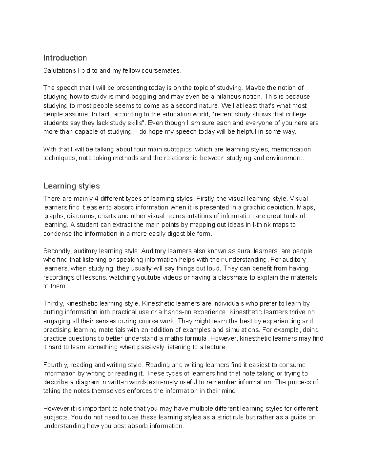 KOM Assignment 1 - Script for presentation - Introduction Salutations I bid to and my fellow ...