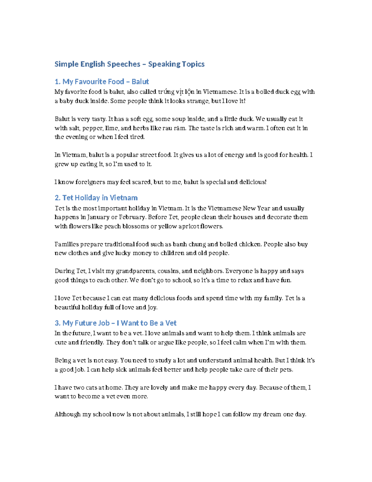 Simple English Speeches: 5 Engaging Topics for Discussion - Studocu