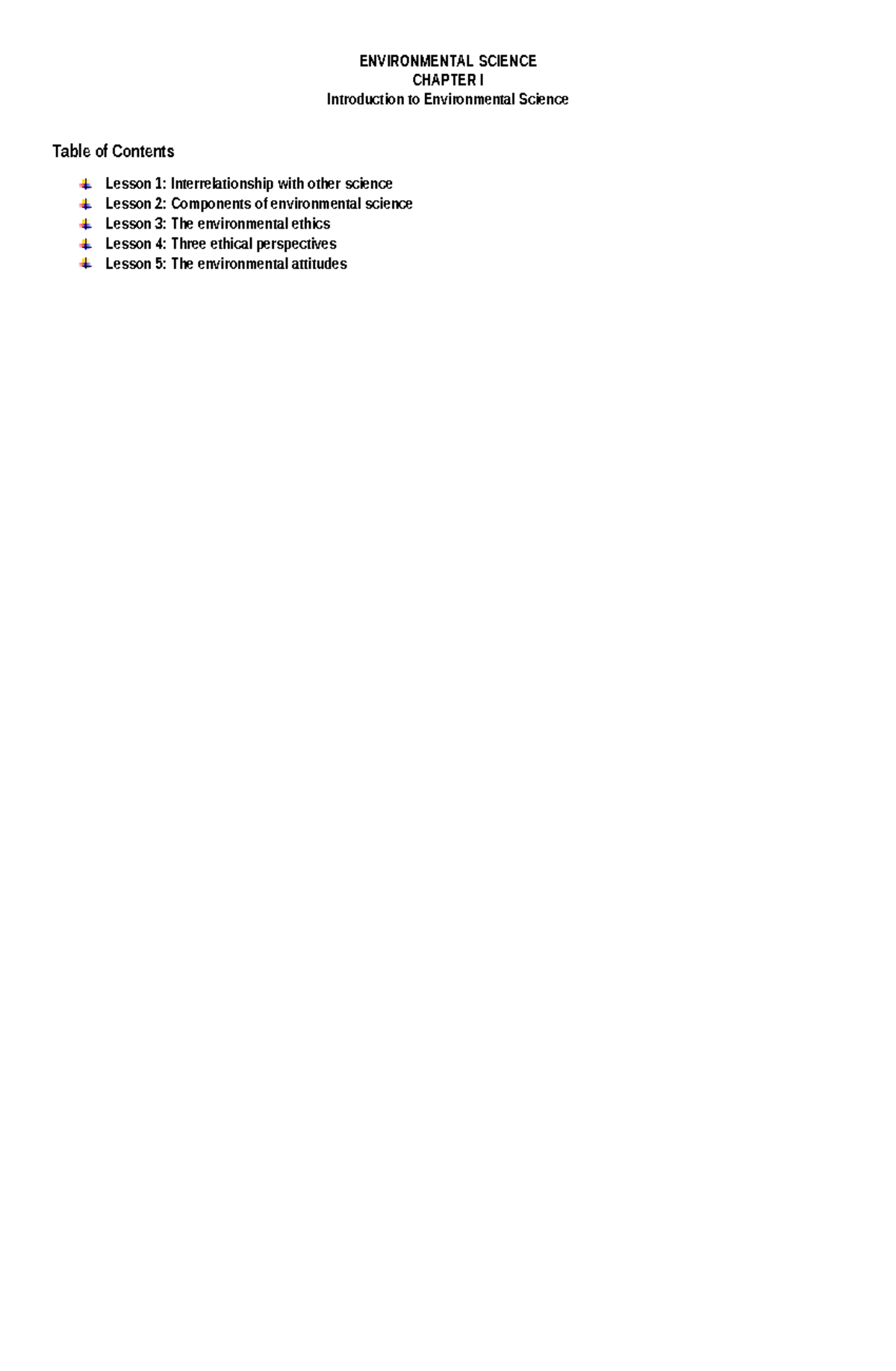 ENVIRONMENTAL SCIENCE CHAPTER I: Intro to Environmental Science - Studocu