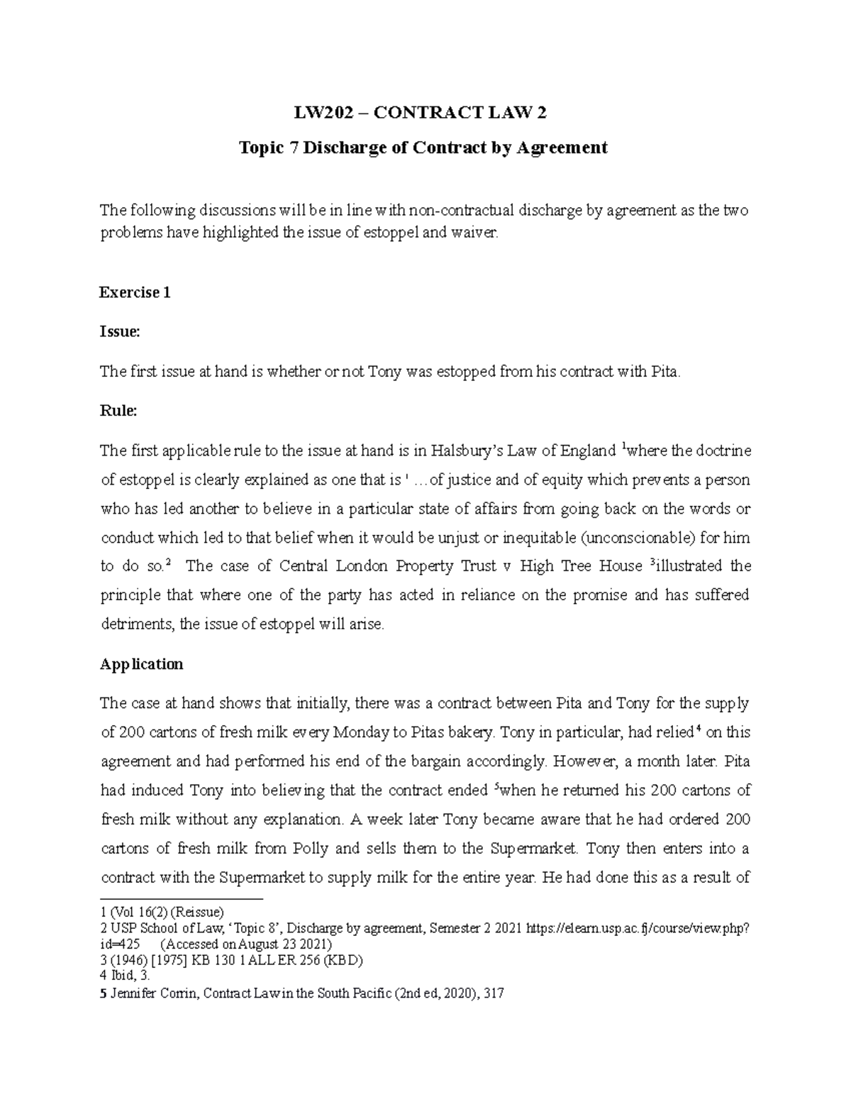 LW202 Tutorial 7: Discharge of Contracts by Agreement & Estoppel - Studocu