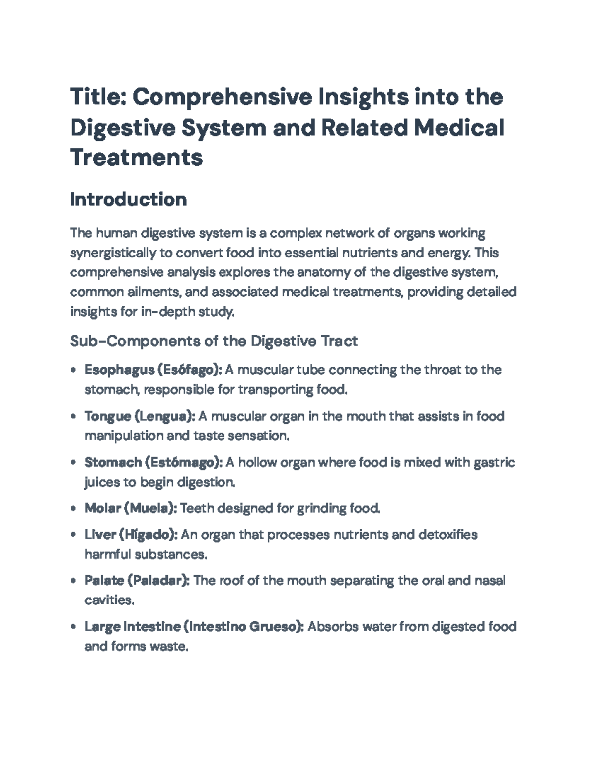 Comprehensive Overview of the Digestive System and Medical Treatments ...
