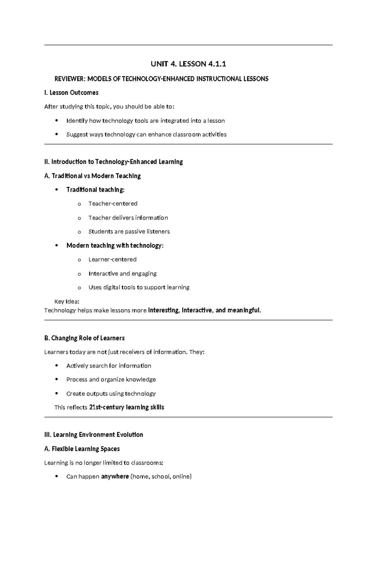 UNIT 4: LESSON 4.1.1 REVIEWER ON INSTRUCTIONAL MODELS AND TECHNOLOGY ...