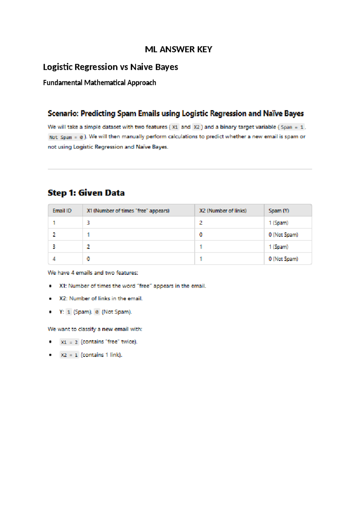 AL3451 - ML Answer Key: Logistic Regression vs Naive Bayes Explained ...