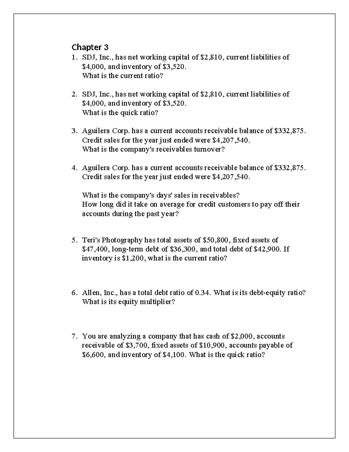 Financial Management Chapter 3: Ratios & Analysis - Studocu