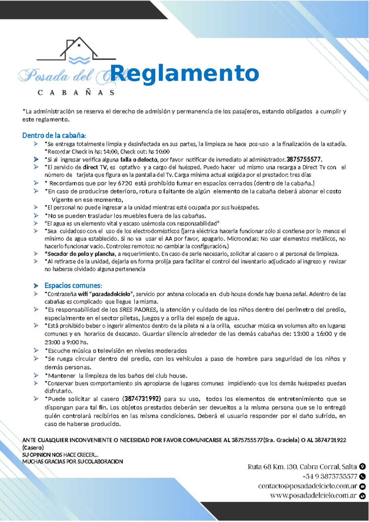 Reglamento Posada - Normas y Reglas de Convivencia para Huéspedes - Studocu