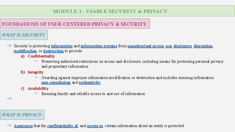 Module 1 - Usable Security & Privacy Foundations - Studocu