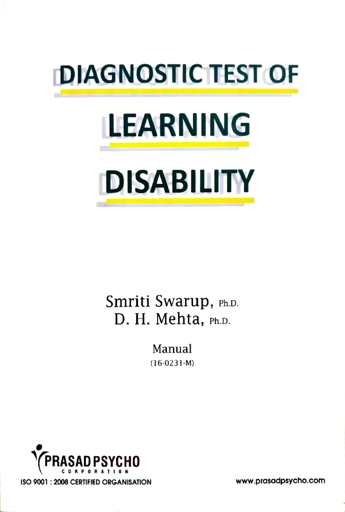 Learning Disability Diagnostic Tool Manual (LD 16-0231-M) - Studocu