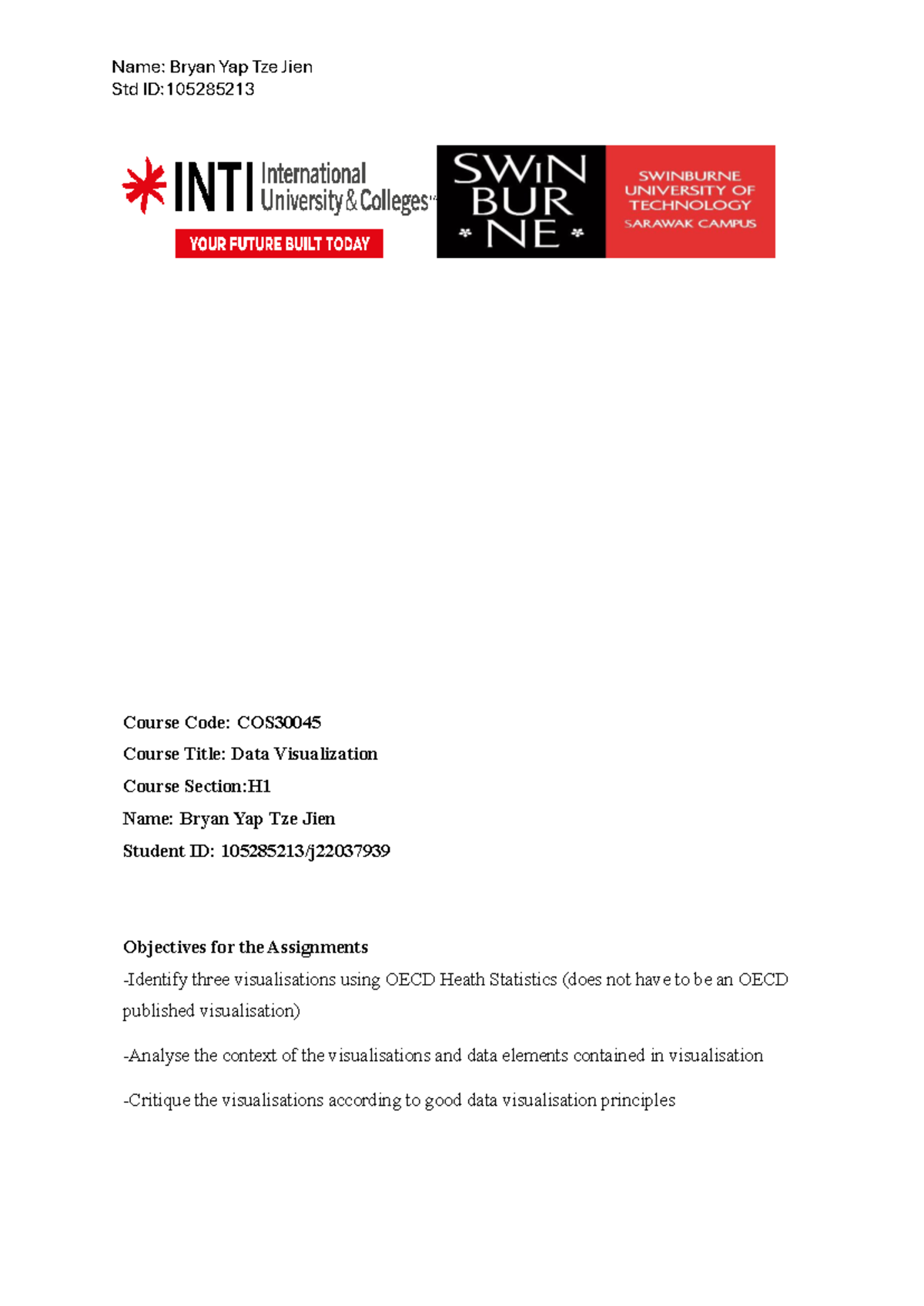 Assignment 1 for Data Visualization - Std ID: 105285213 Course Code ...