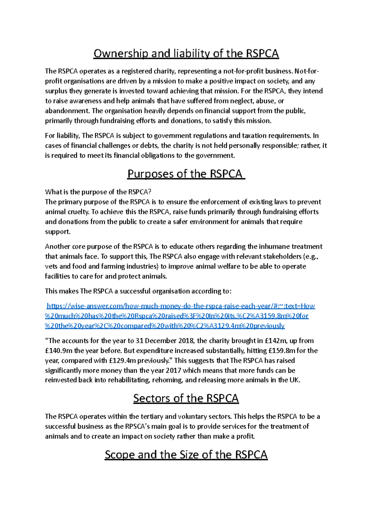 Unit 1 Assignment: Understanding RSPCA's Mission & Structure - Studocu