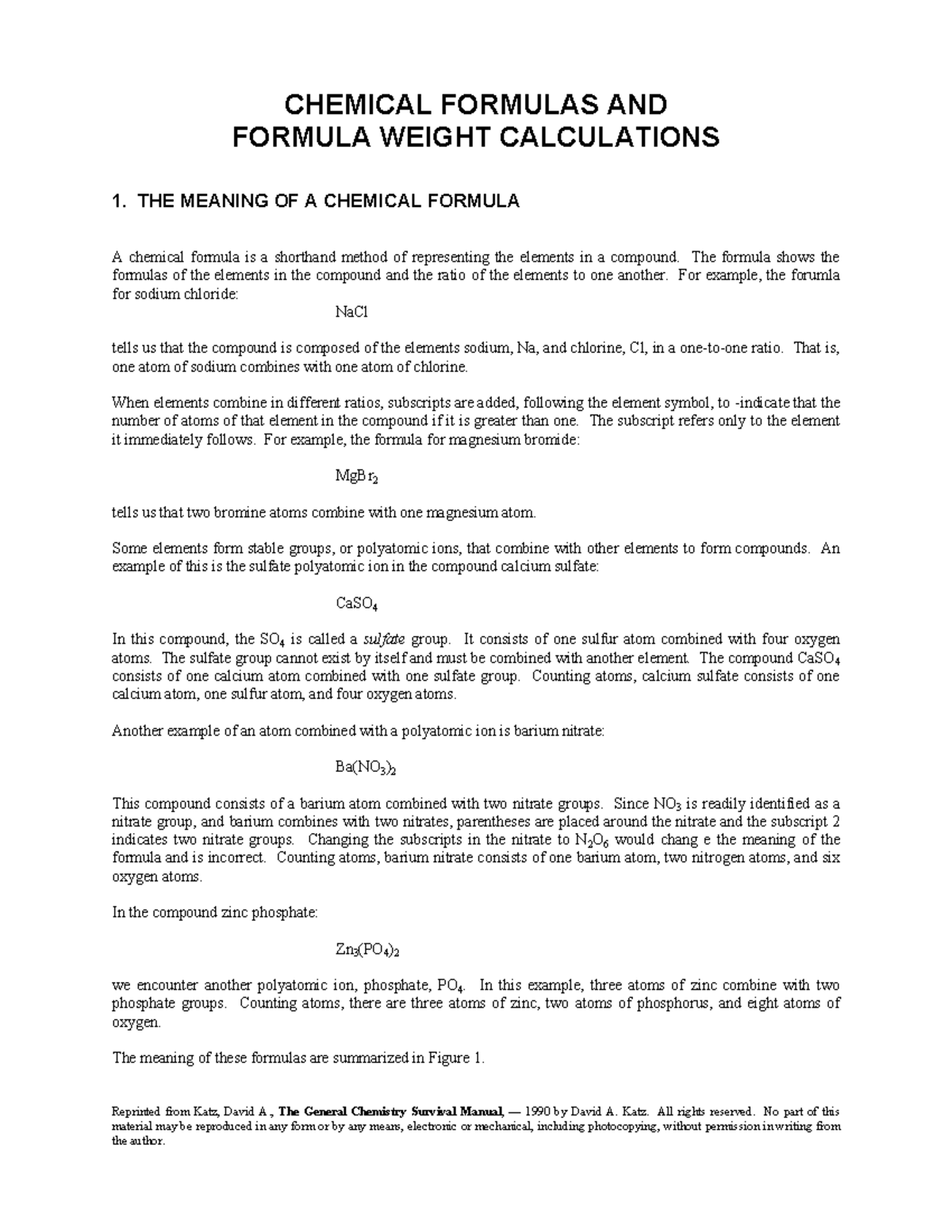 CHEM 101: Chemical Formulas & Formula Weight Calculations Guide - Studocu