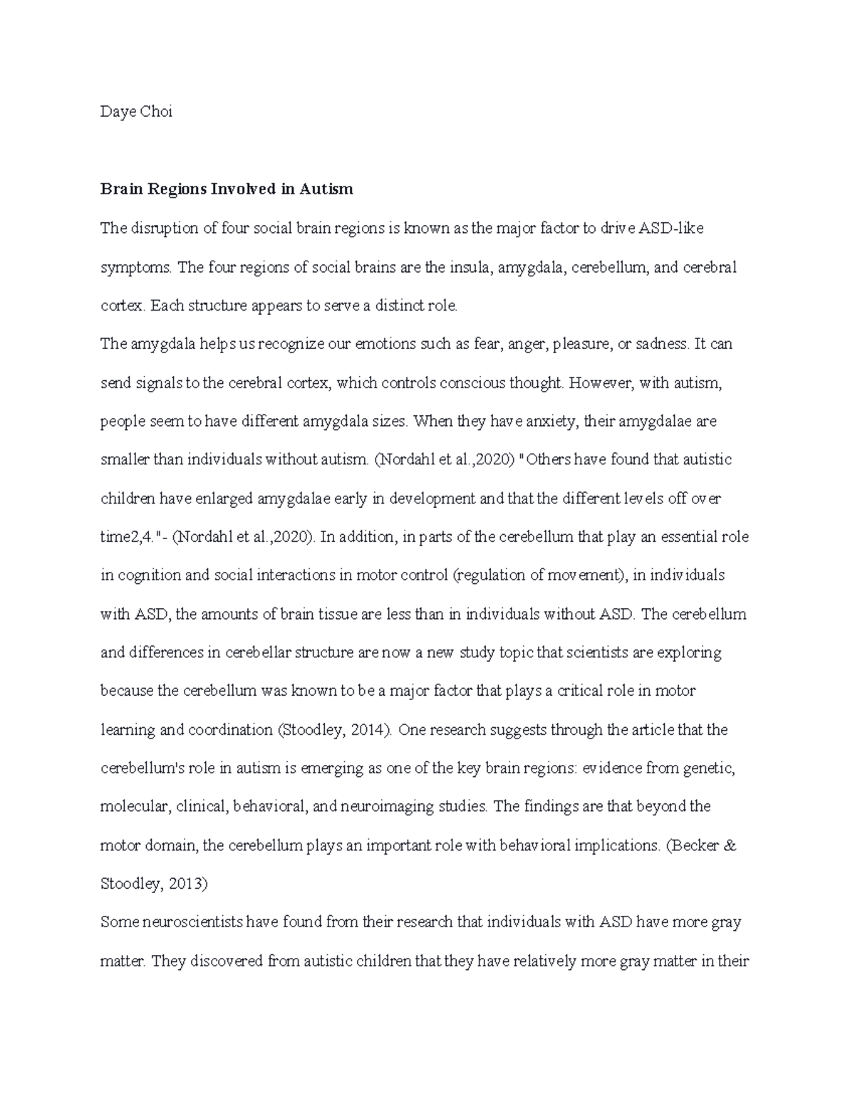 Brain Regions Involved in Autism: Insights and Implications - Studocu