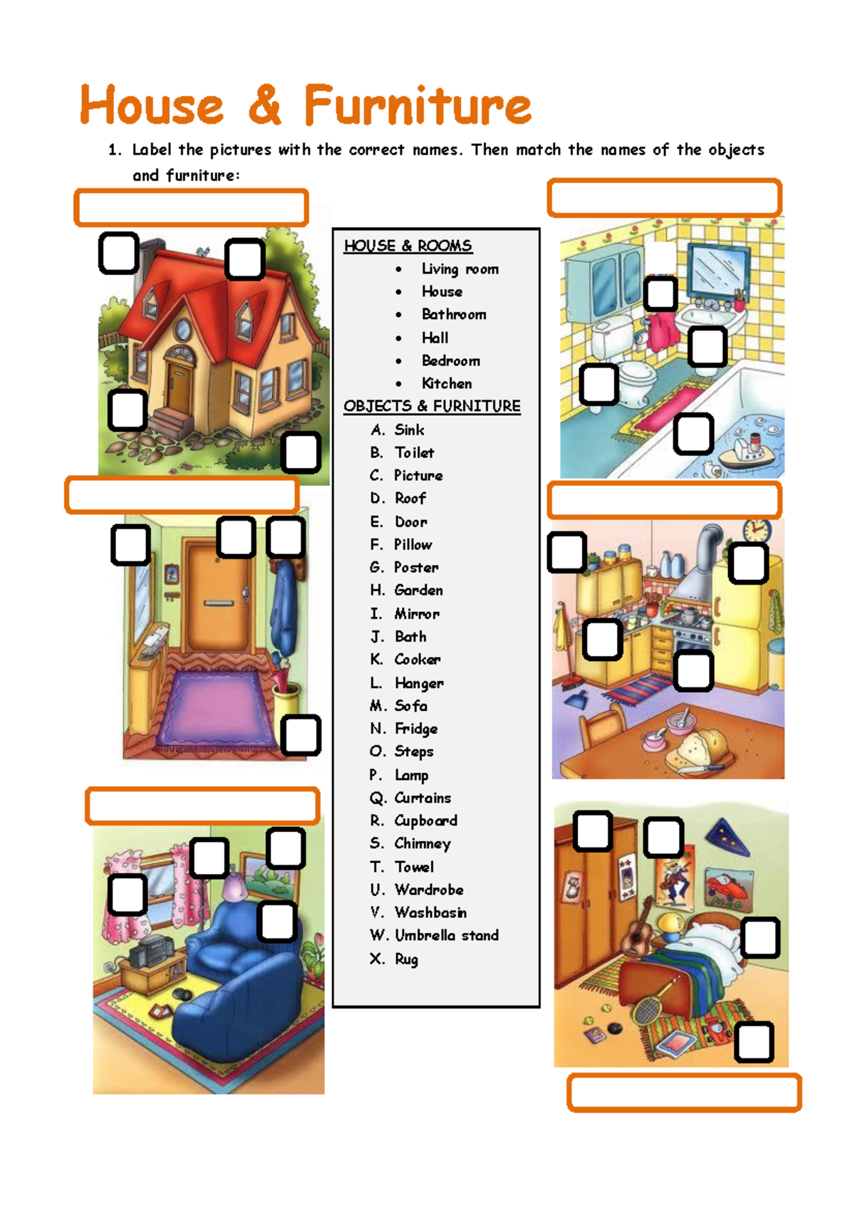 House Furniture 1: Labeling and Matching Objects in Rooms - Studocu