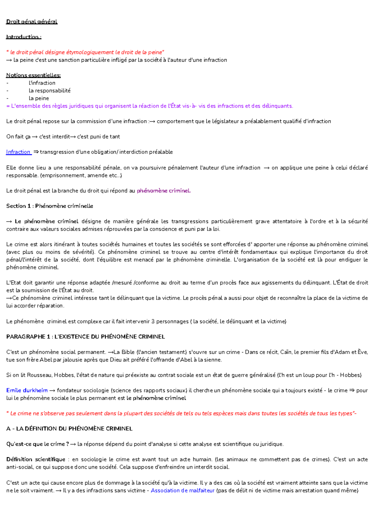 Droit pénal général - Introduction et concepts clés (Droit 101) - Studocu