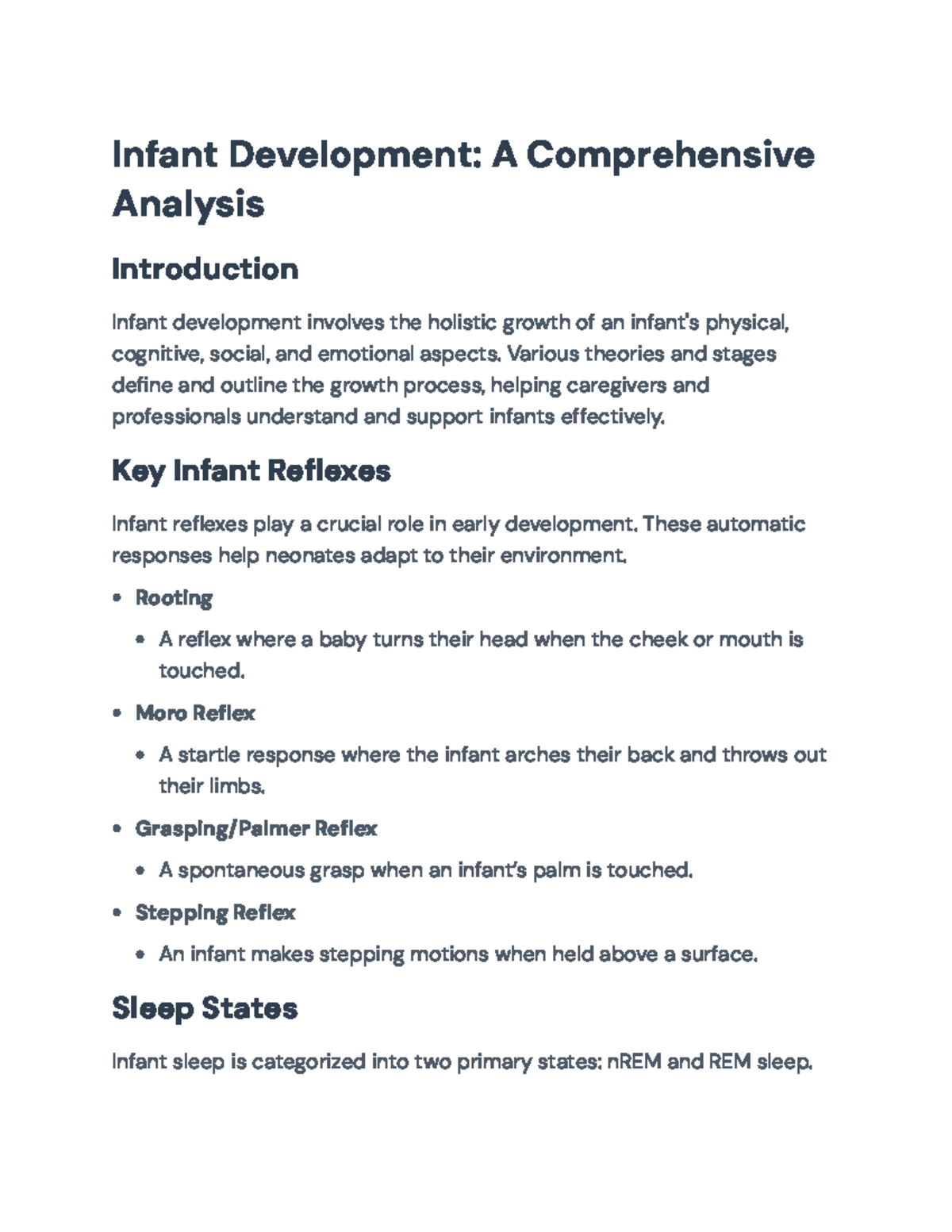 Infant Development: Key Reflexes, Growth Stages, and Theories Analysis ...