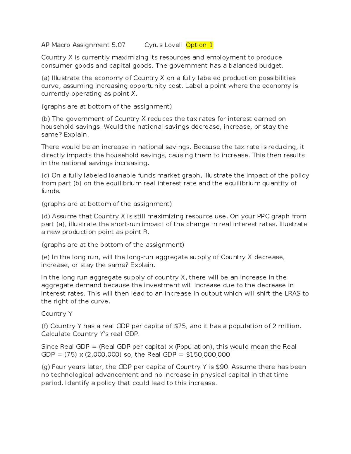AP Macro Assignment 5 - N/A - AP Macro Assignment 5 Cyrus Lovell Option ...